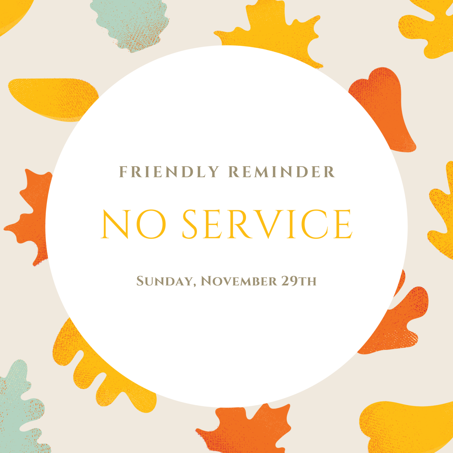 No Service - Have a happy and safe weekend! - UU La Crosse